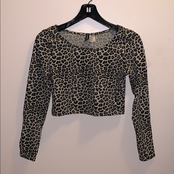 H&M | Tops | Hm Leopard Crop Top Gray | Poshmark